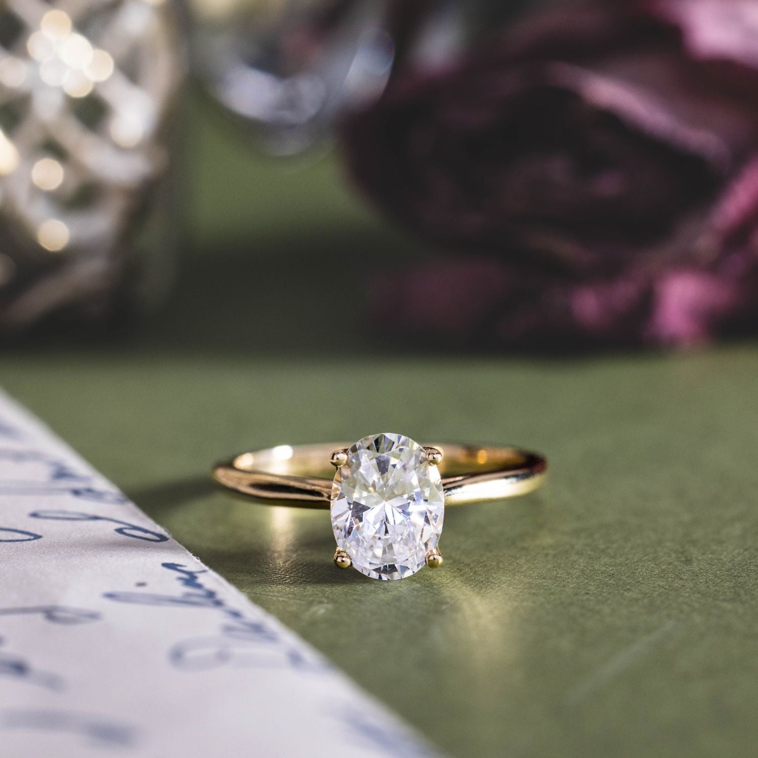 Solitaire Oval Diamond Engagement Ring with Nature-Inspired Setting – Rustic and Main