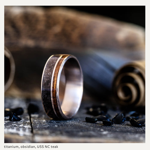 Custom Gold, Silver or Titanium Band - 2-Inlay Offset – Rustic and Main