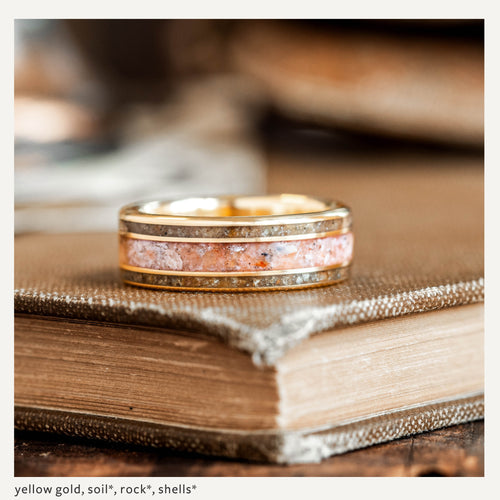 Custom Gold, Silver or Titanium Band - 3-Inlay Ring (Wide Center ...