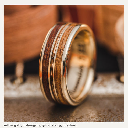 Custom Gold, Silver or Titanium Band - 3-Inlay Ring (Metal Center ...