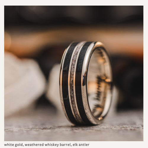 Custom Gold, Silver or Titanium Band - 3-Inlay Ring (Narrow Center ...