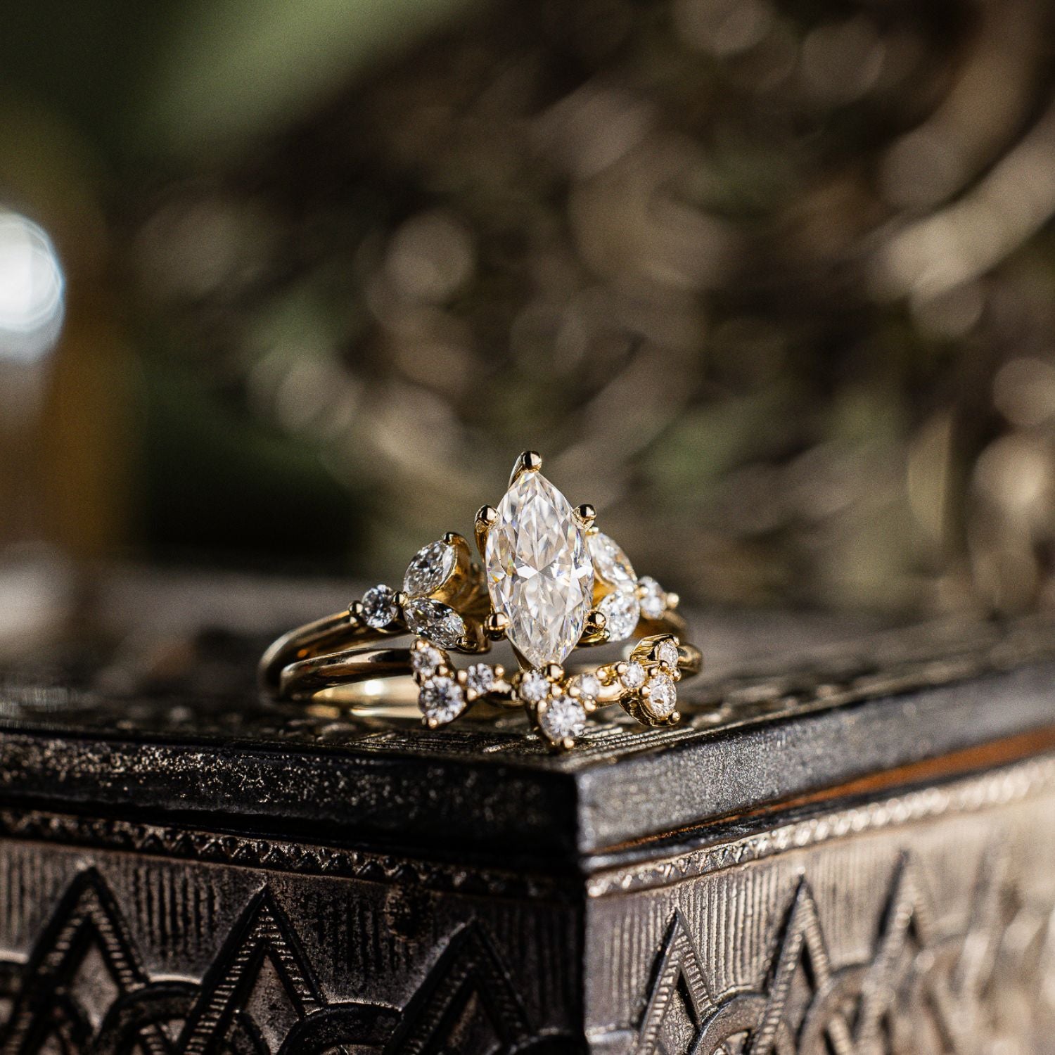 Custom Marquise Lab-Grown Diamond Engagement Ring with Contour Band in ...