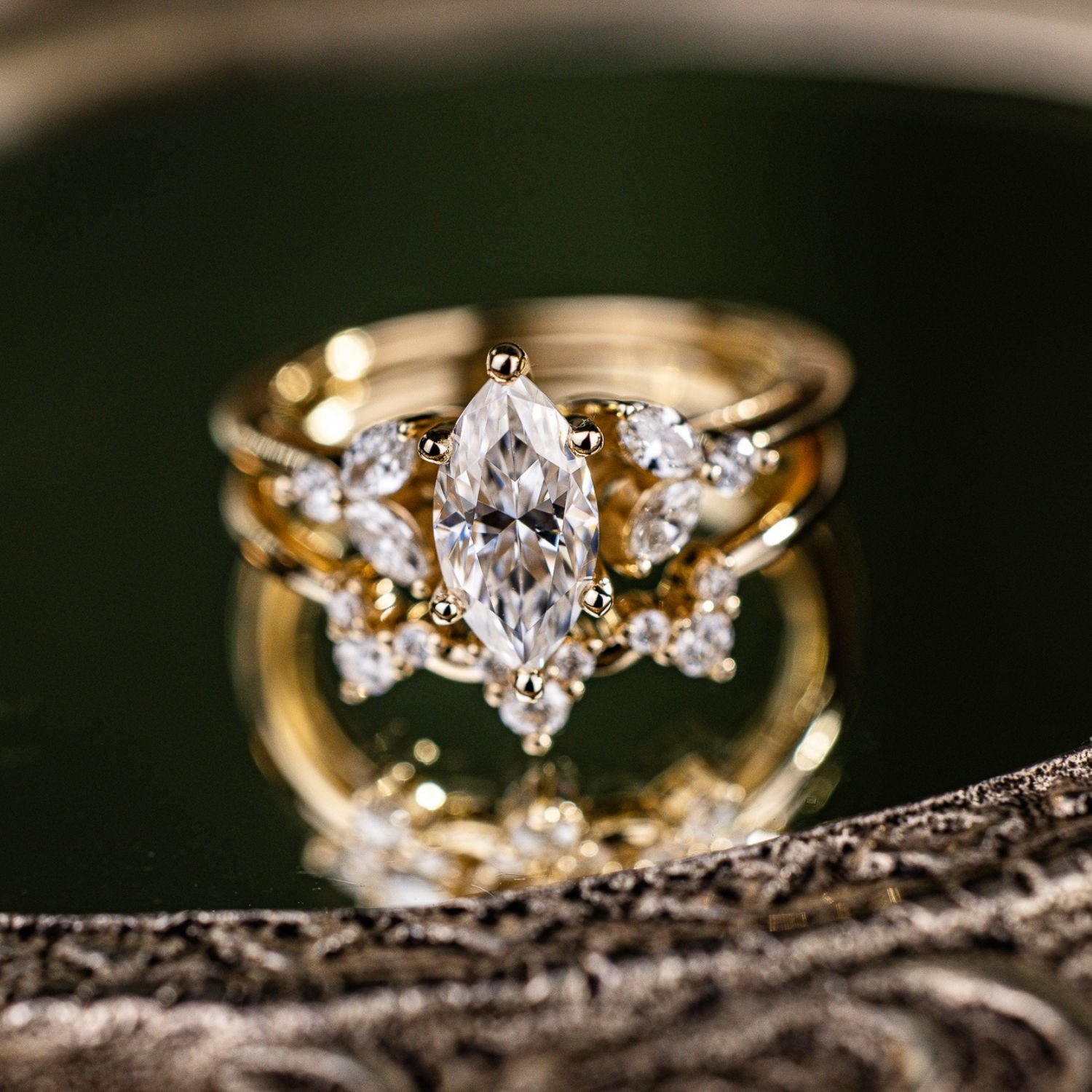 Custom Marquise Lab-Grown Diamond Engagement Ring with Contour Band in ...