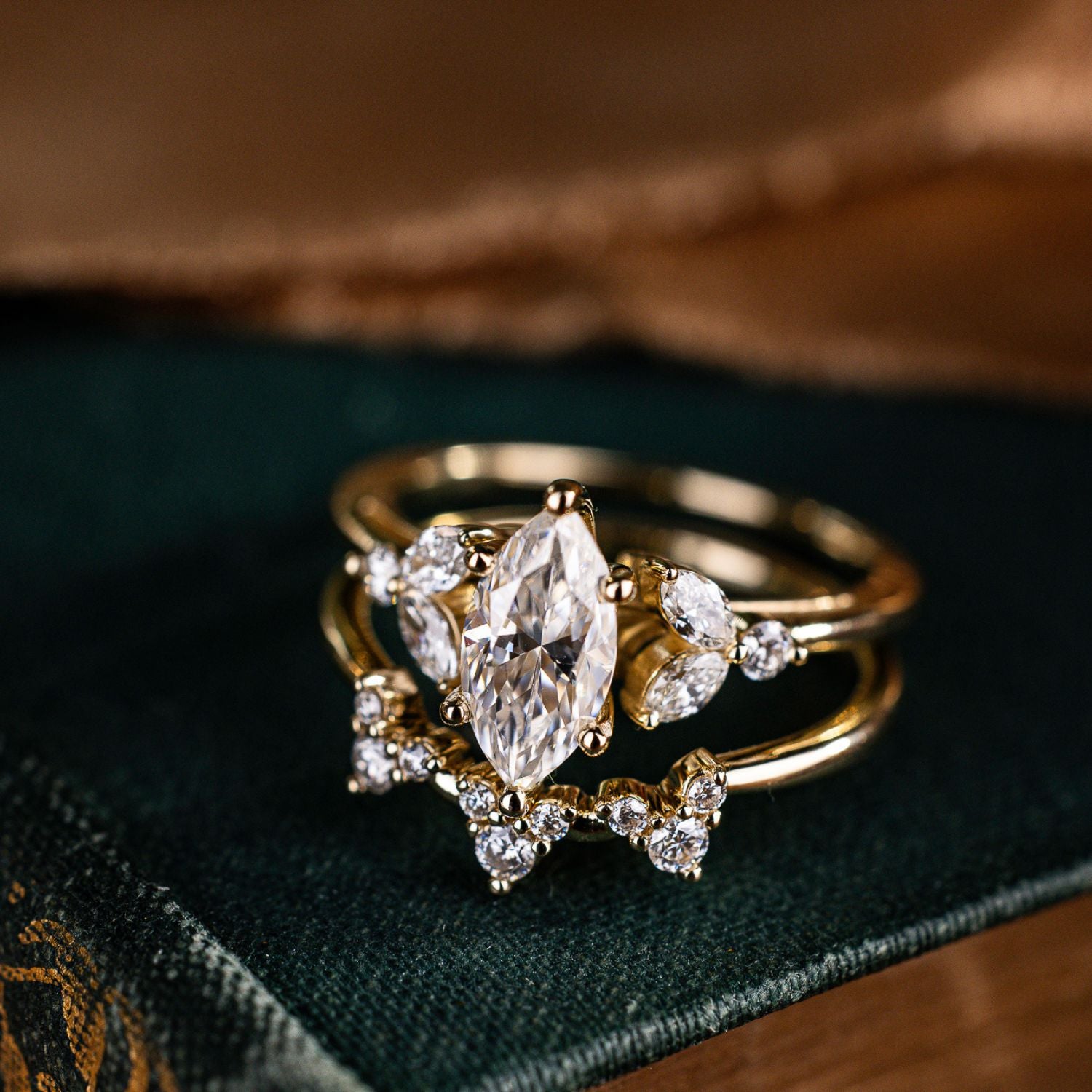 Custom Marquise Lab-Grown Diamond Engagement Ring with Contour Band in ...