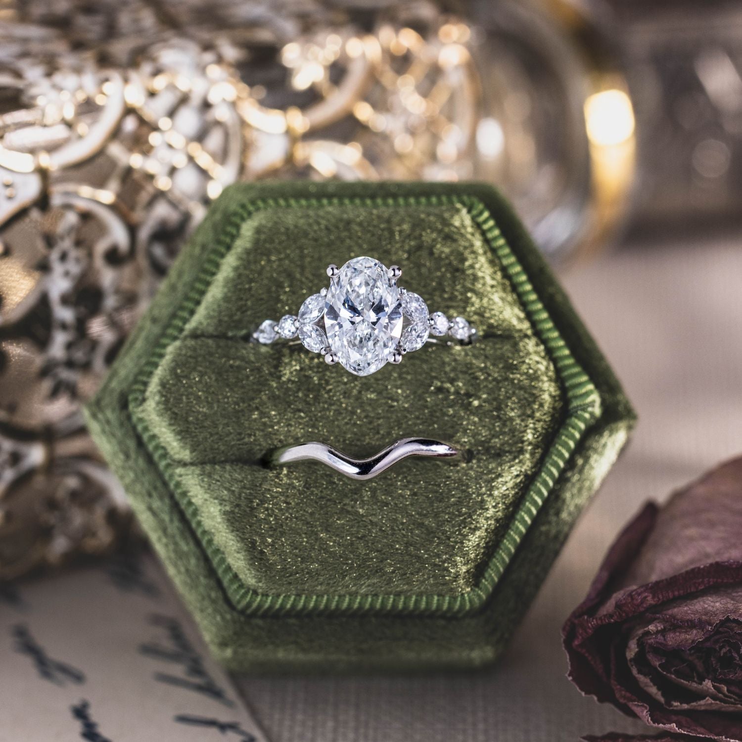 Custom Oval Lab-Grown Diamond Engagement Ring with Hidden Birthstone A ...