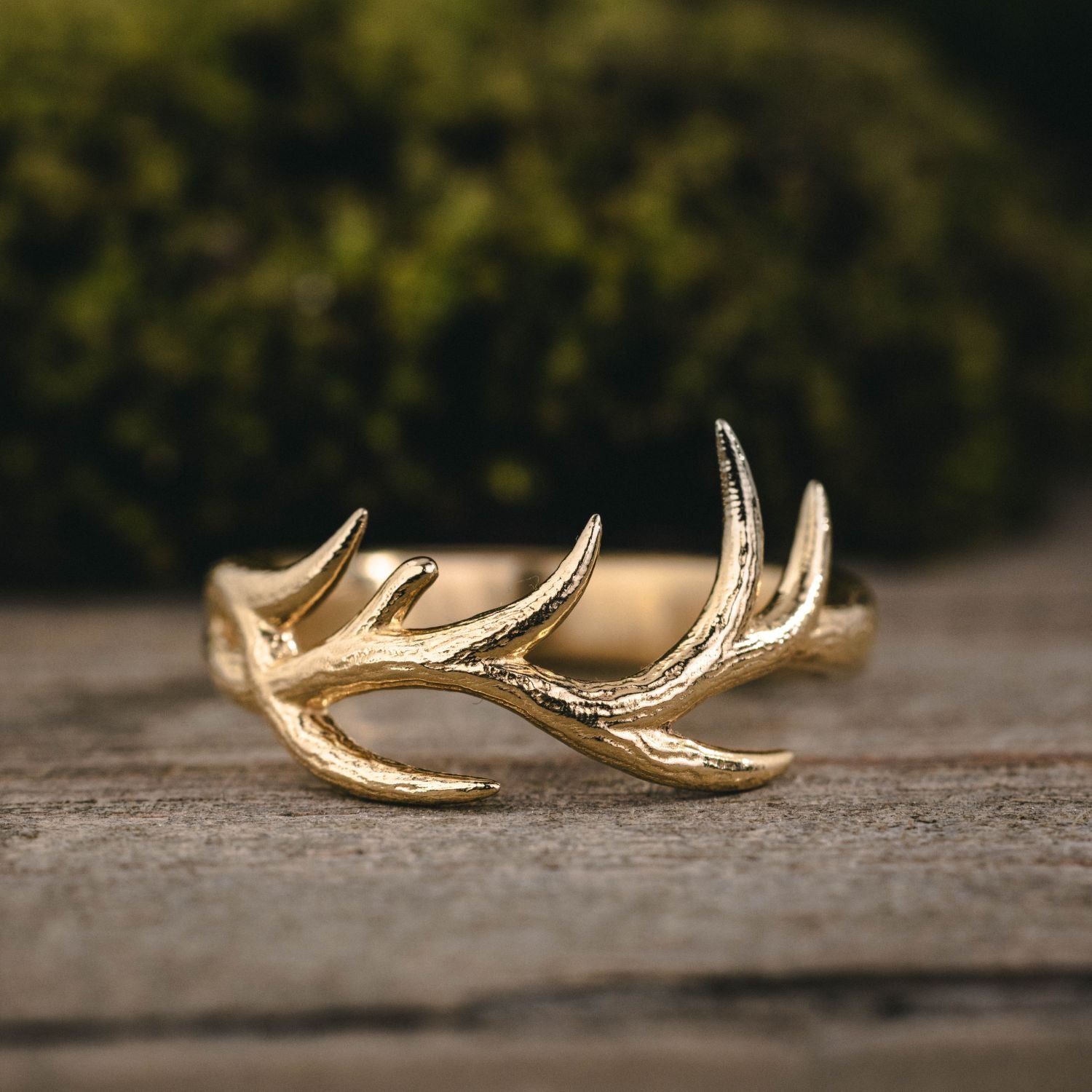The Glade | Men's Solid Gold Antler Ring – Rustic and Main