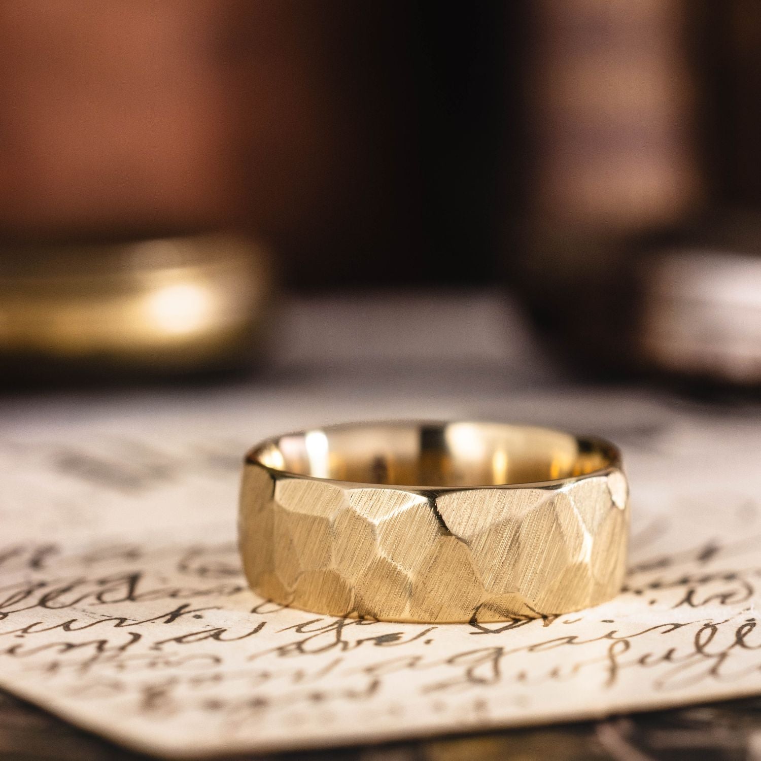 Apollo | Men's Faceted Yellow Gold Wedding Band | Rustic & Main ...