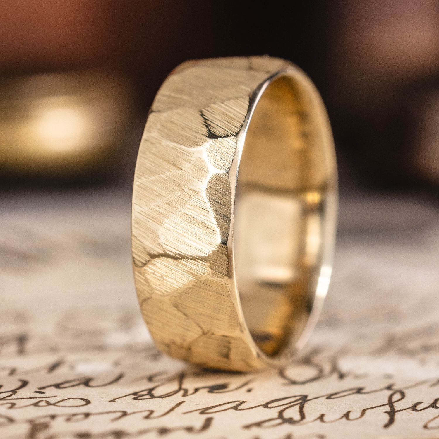 Apollo | Men's Faceted Yellow Gold Wedding Band | Rustic & Main ...