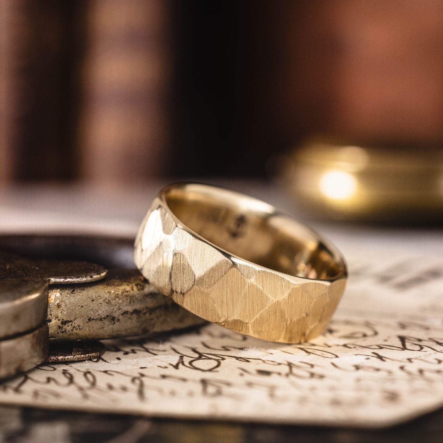 Apollo | Men's Faceted Yellow Gold Wedding Band | Rustic & Main ...