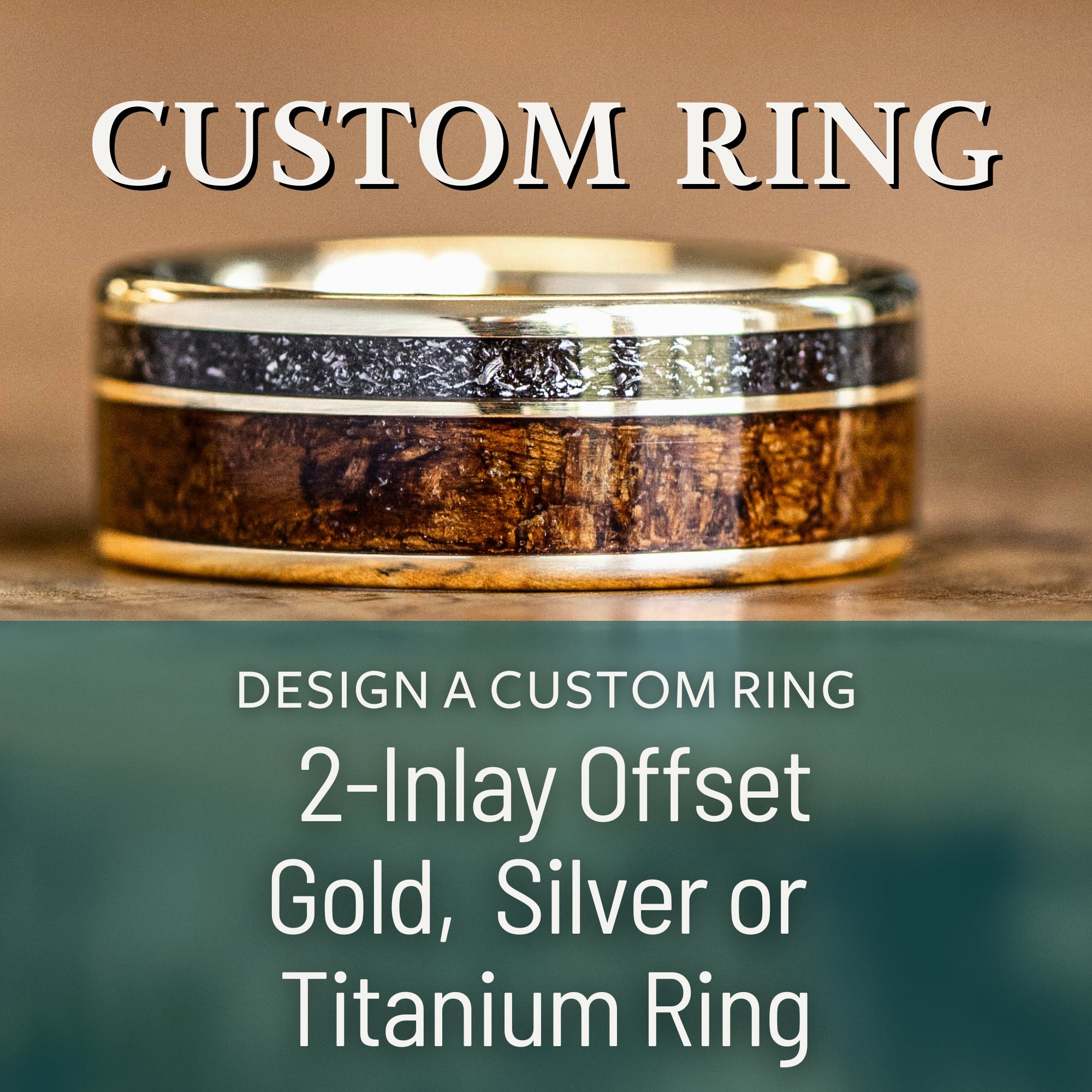 Custom Gold, Silver or Titanium Band - 2-Inlay Offset – Rustic and Main