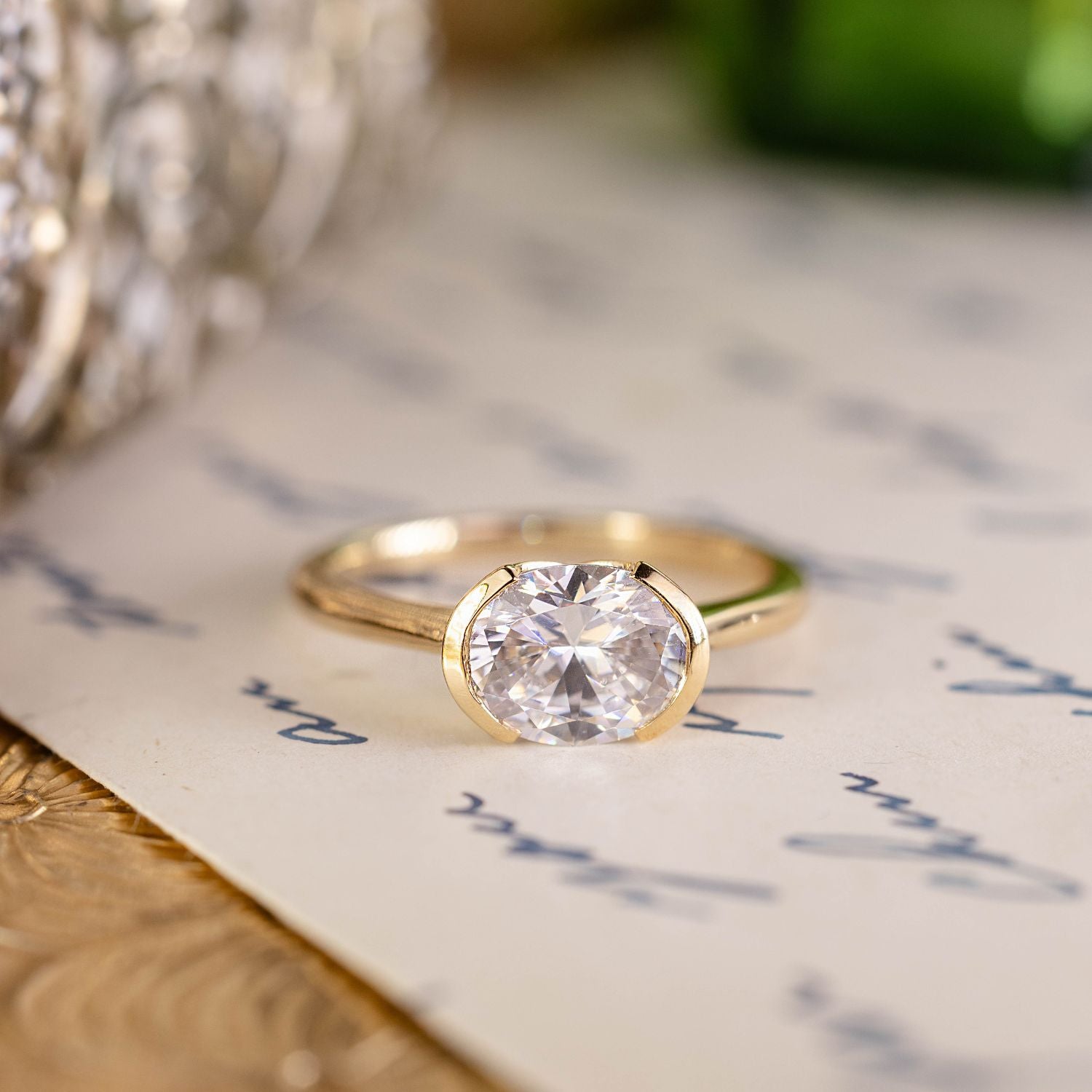 East West Oval Diamond Solitaire Engagement Ring – Rustic and Main