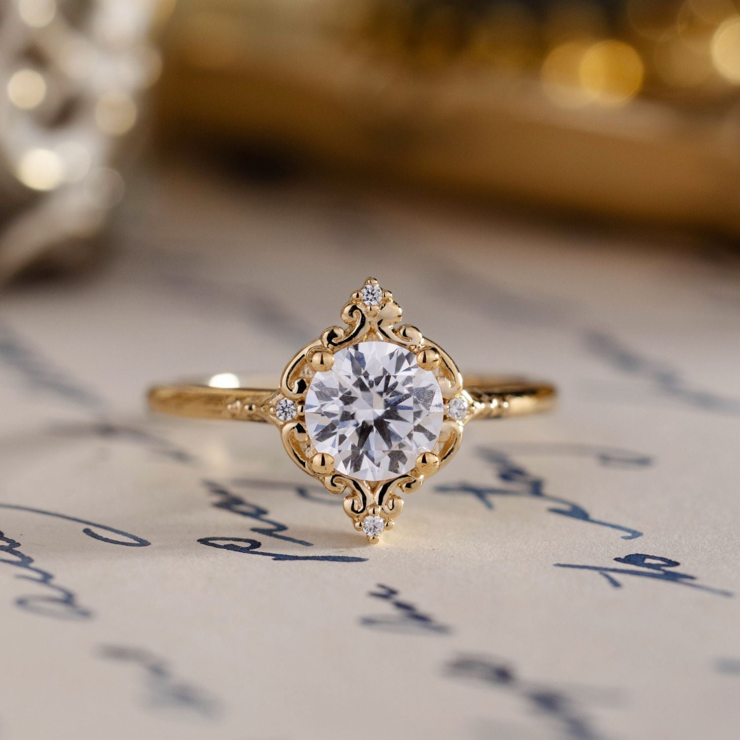 The Mariglen - Victorian-Inspired Round Diamond Engagement Ring ...