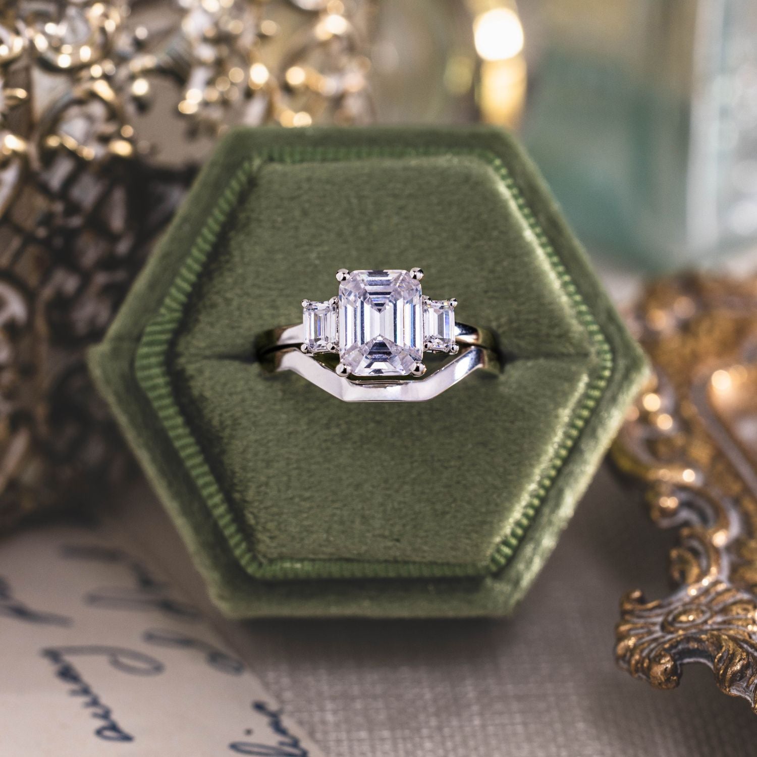 Sleek Gold Contour Band for Emerald Cut Engagement Rings – Rustic and Main