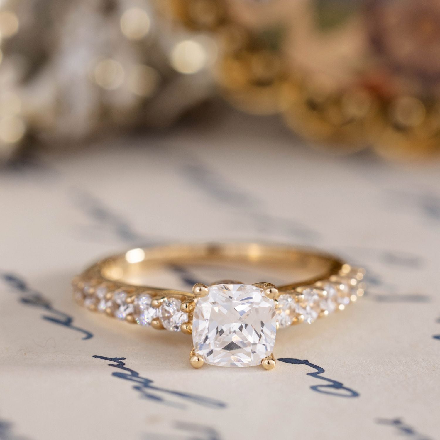 Cushion Diamond Engagement Ring with Pavé Diamond Setting – Rustic and Main