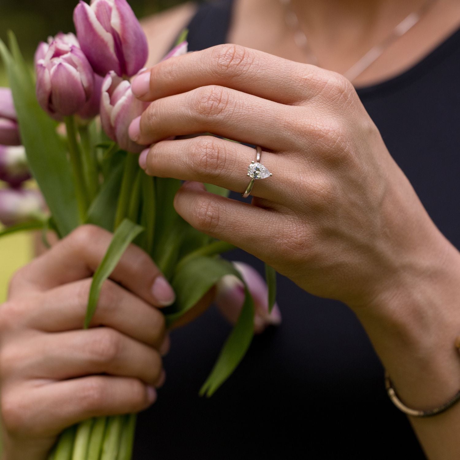 Pear-Shaped Diamond Solitaire Engagement Ring – Rustic and Main