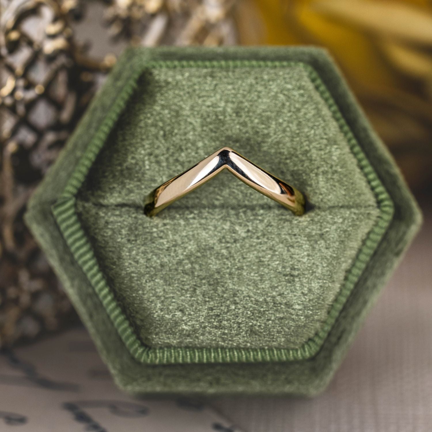 Solid Gold V-Shaped Contour Wedding Band – Rustic and Main