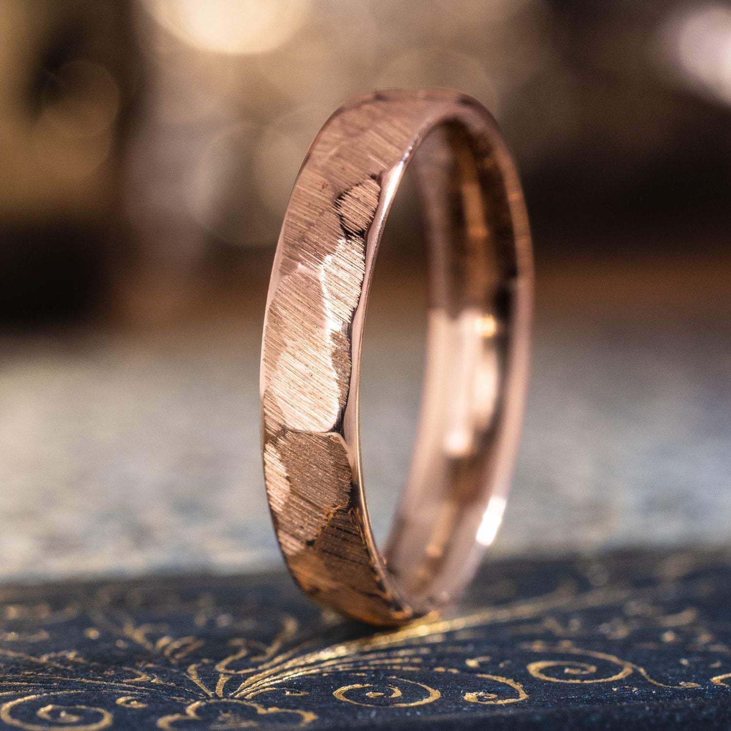 The Luna | Women's Faceted Rose Gold Wedding Band – Rustic and Main
