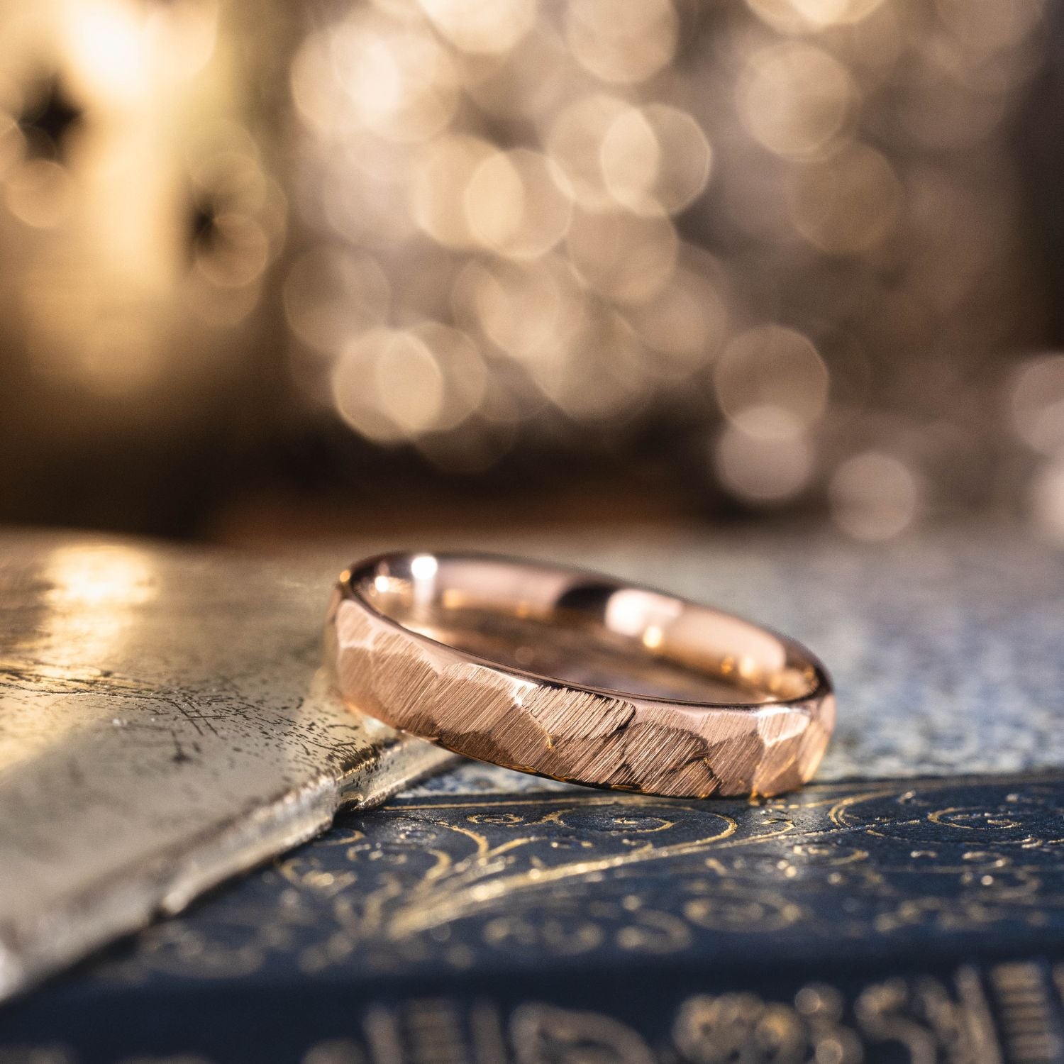 The Luna | Women's Faceted Rose Gold Wedding Band – Rustic and Main