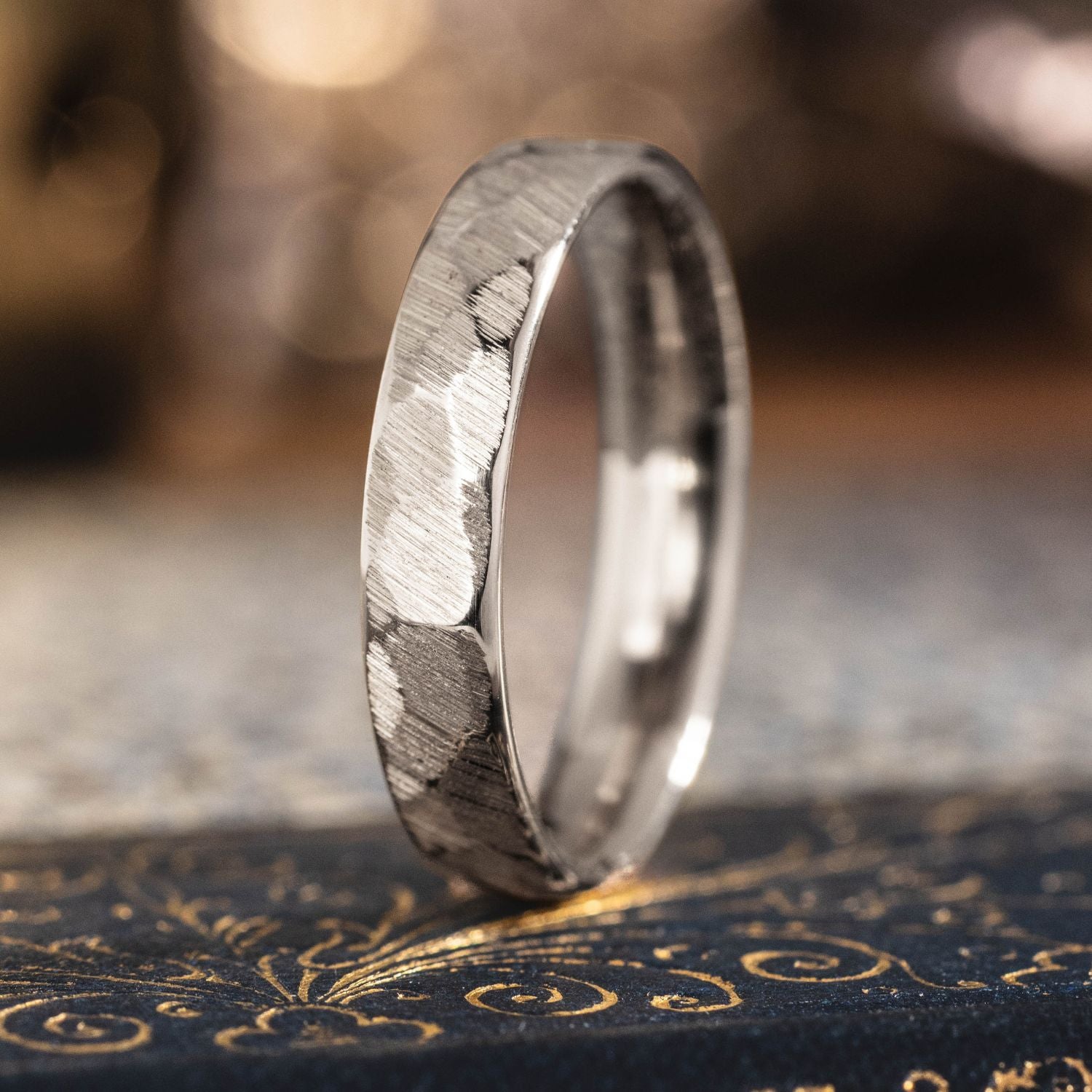 The Luna | Women's Faceted White Gold Wedding Band – Rustic and Main