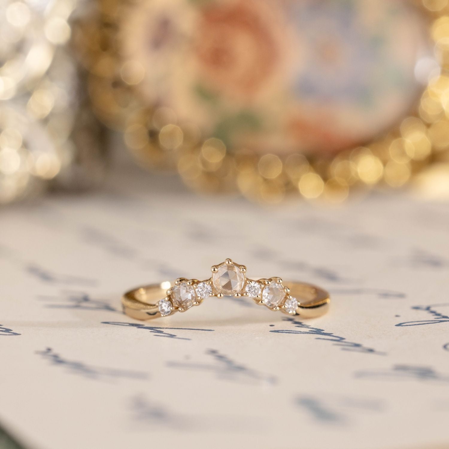 The Belle - Vintage-Inspired Rose-Cut Diamond Contour Band – Rustic and ...