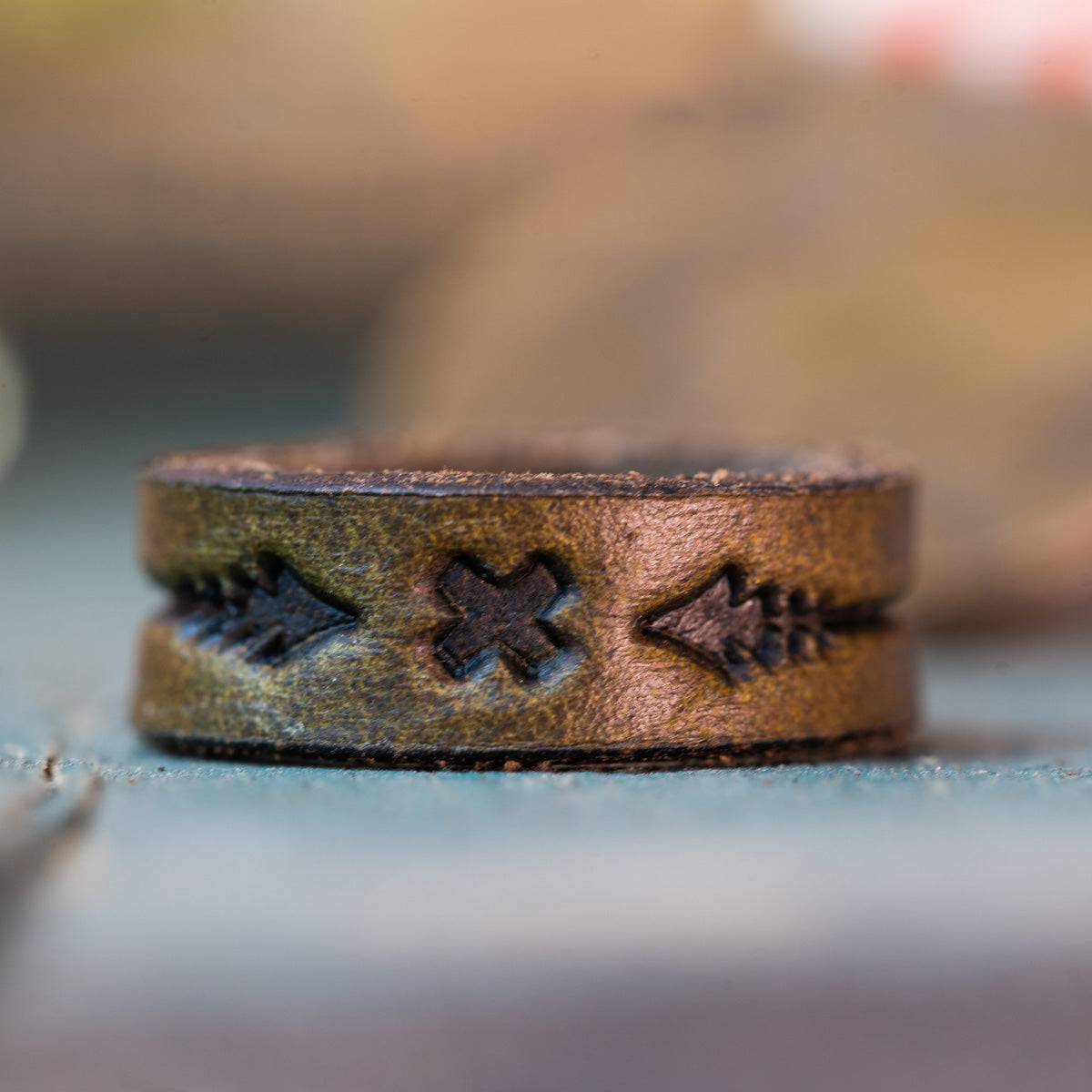 Arrows Leather Ring | Dark Olive – Rustic and Main