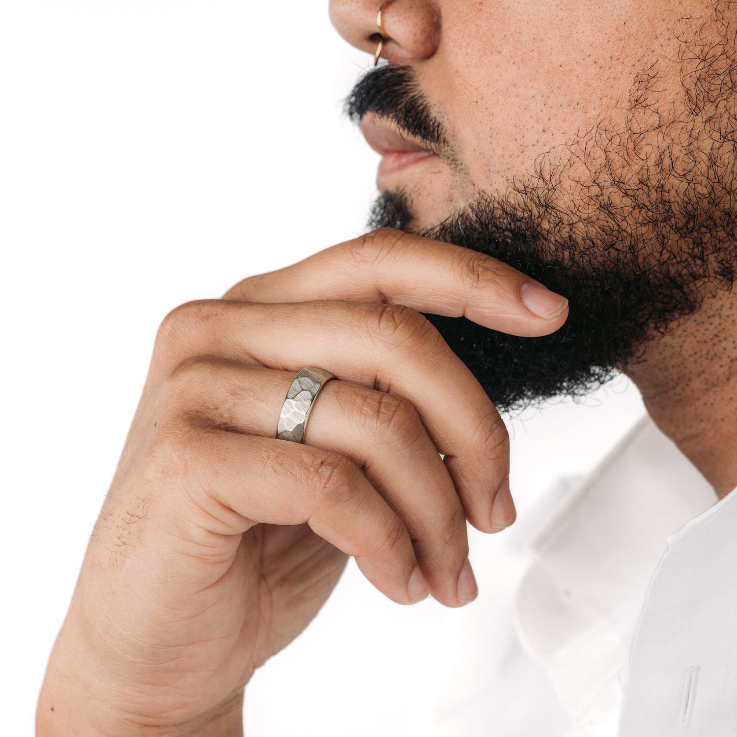 Apollo | Men's Faceted Rose Gold Wedding Band | Rustic & Main – Rustic ...